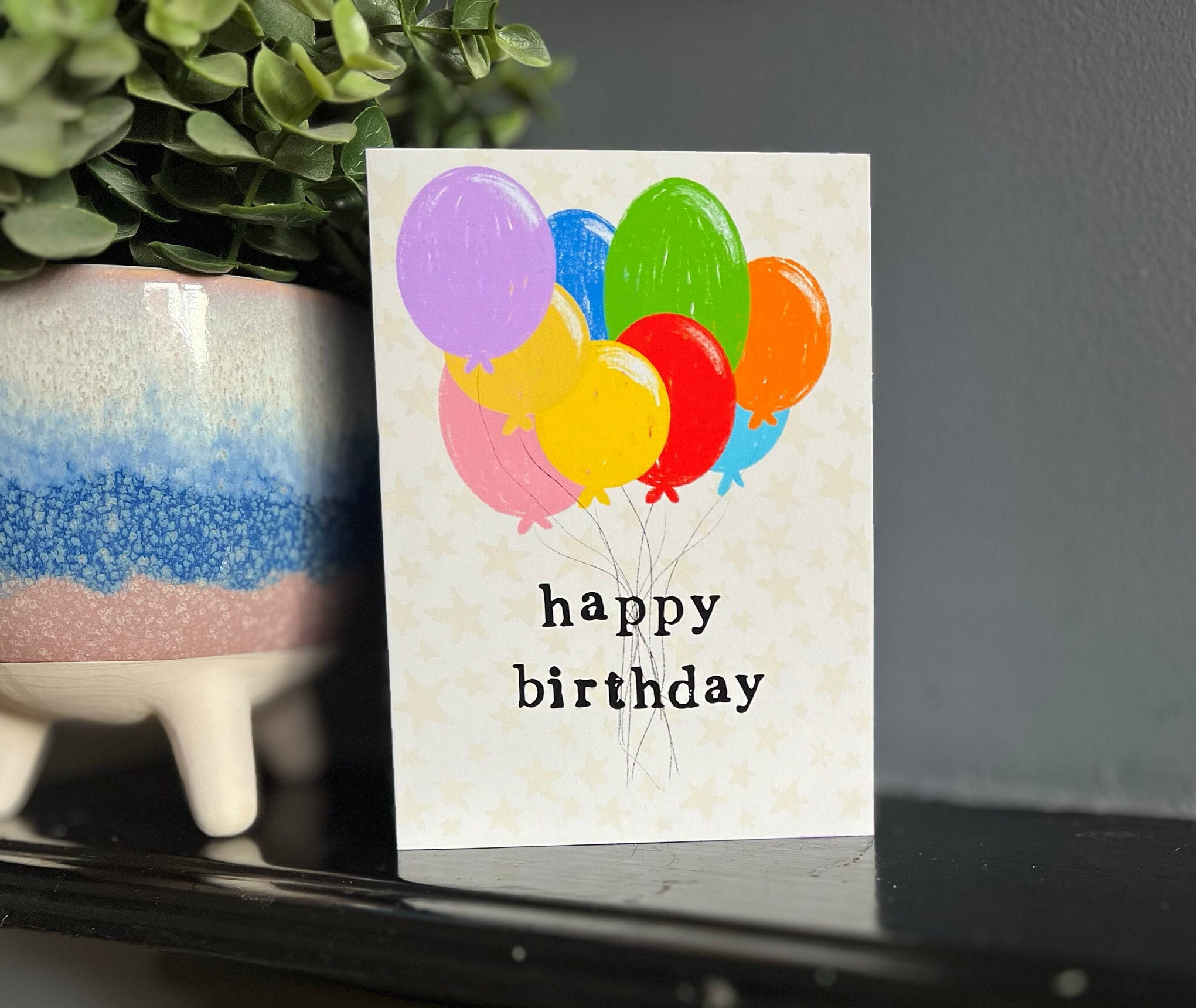Happy Birthday Balloon Card - Etsy