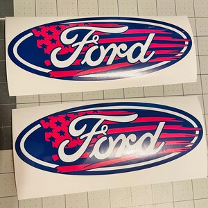 Front and Rear Only american Flag Ford Emblem Vinyl Overlay, Edge ...