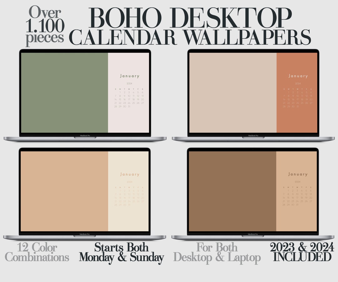 Boho Desktop Calendar Wallpaper, Modern Laptop Background, Mac MacBook ...