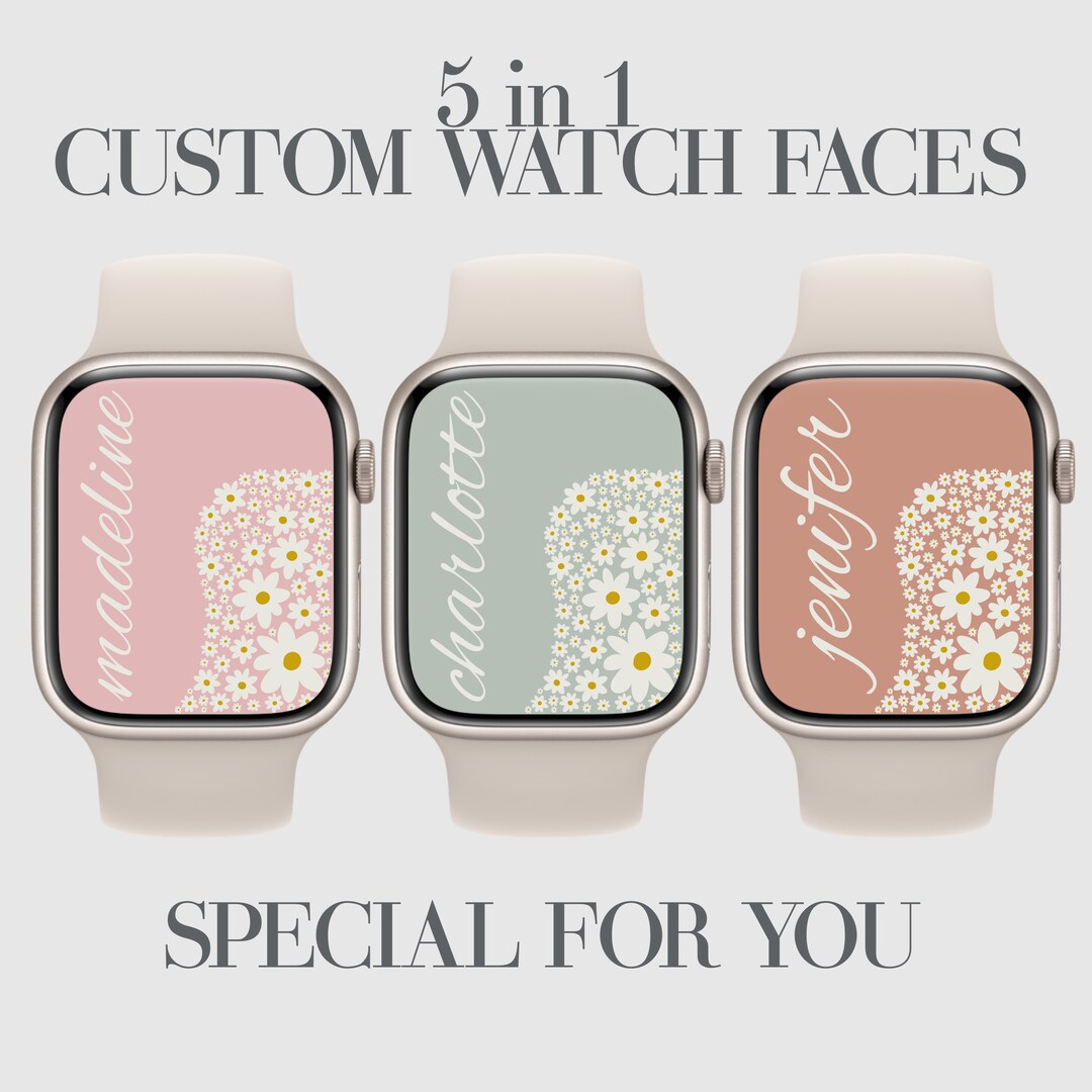 Personalized Pastel Daisy Watch Face, Custom Floral Wallpaper (digital ...
