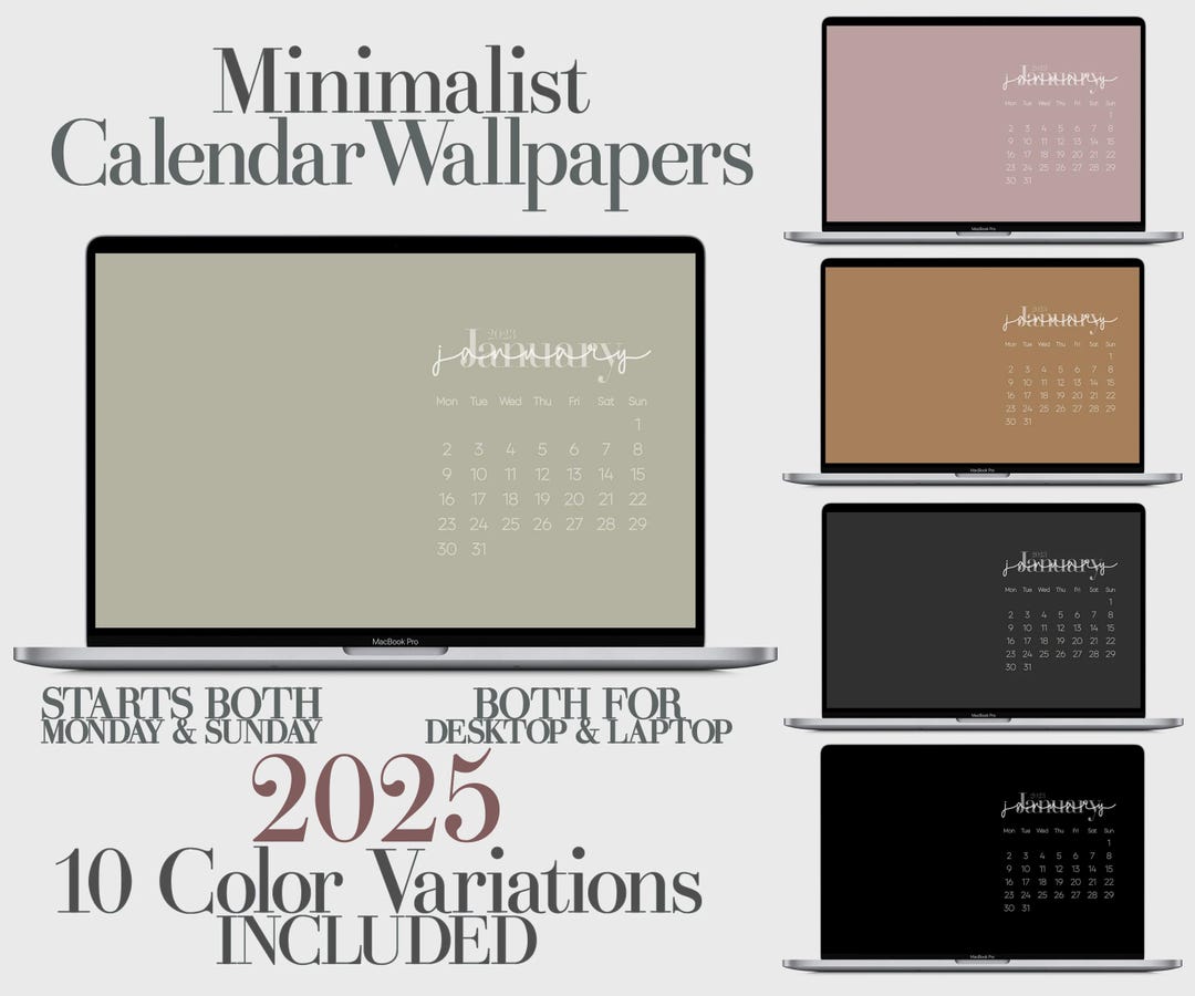 Minimalist Wallpaper, Desktop Calendar, 2025 Monthly Calendar, Neutral ...