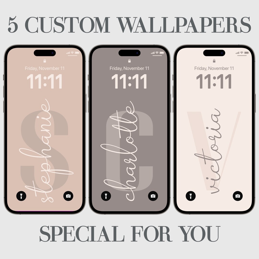 5 Personalized iPhone Wallpaper, Custom Phone Background, Beige Tones ...