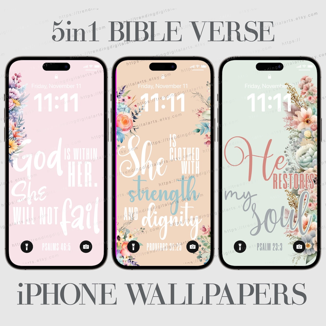 Watercolor Floral Bible Verse Wallpaper, Pastel iPhone Wallpaper ...
