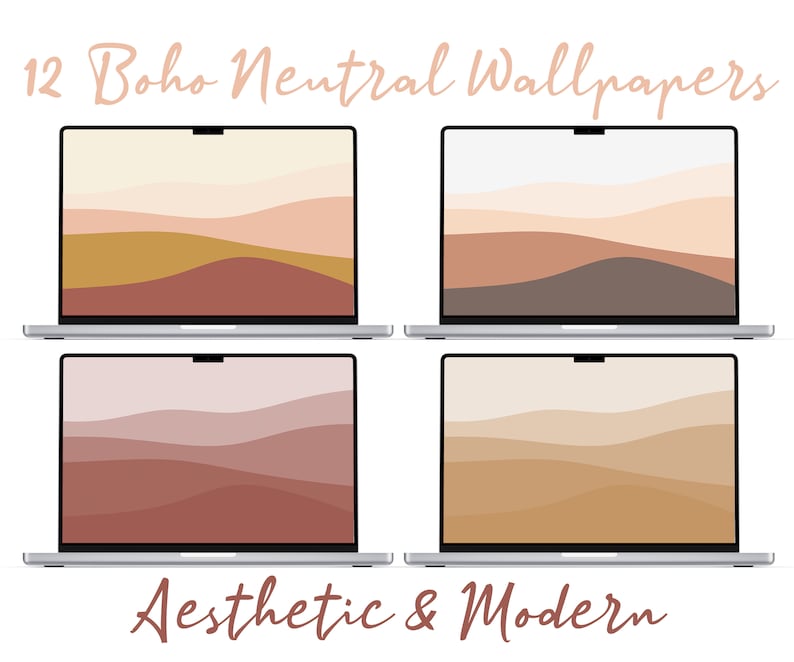 Boho Neutral Wallpaper Desktop Laptop Background Aesthetic - Etsy