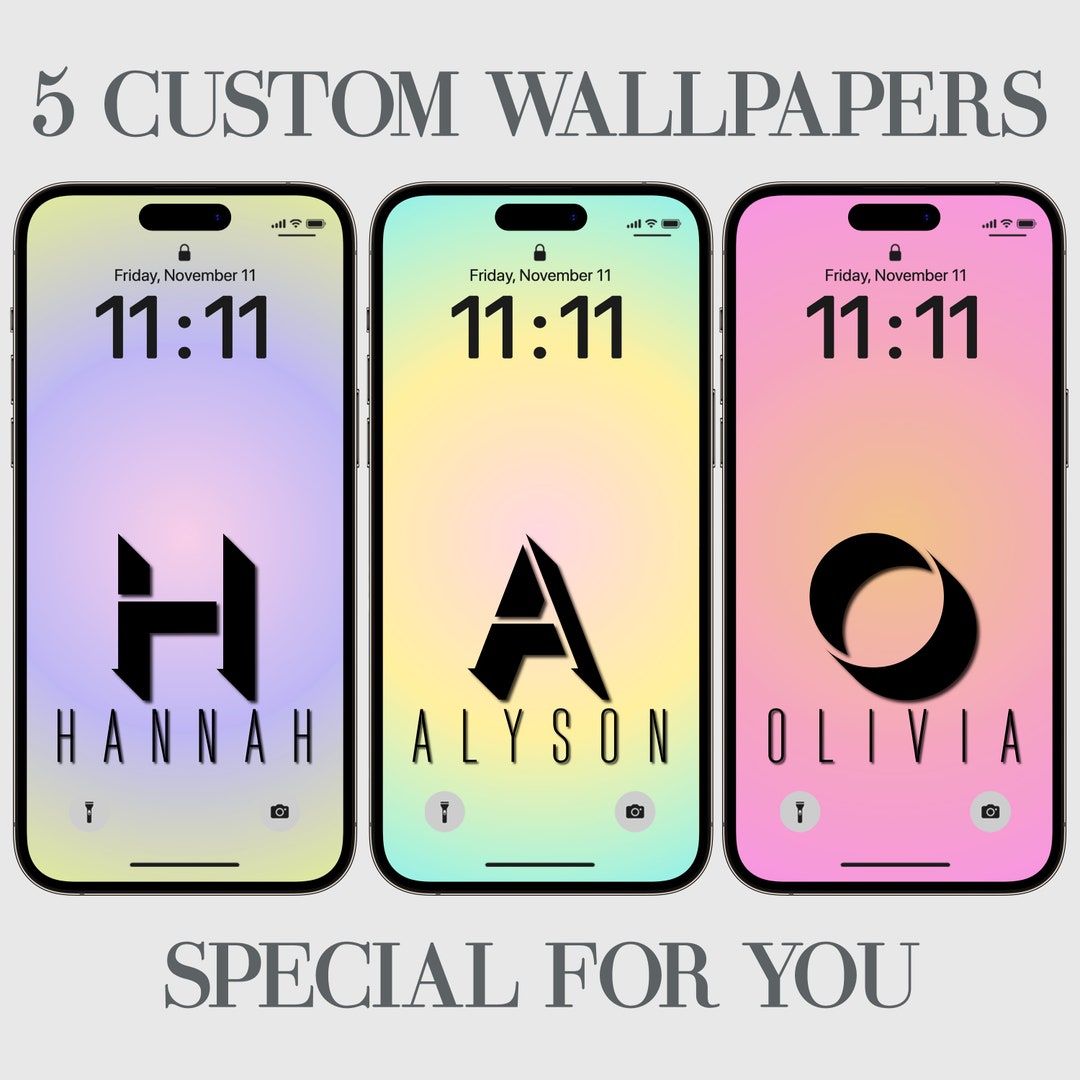 Aura Custom Initial iPhone Wallpaper, Personalized Phone Background ...
