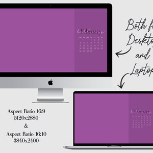 Boho Orchid Pink, Violet, Purple Desktop Calendar Wallpaper, 2024 ...