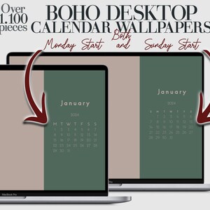 Boho Desktop Calendar Wallpaper, Modern Laptop Background, Mac MacBook ...