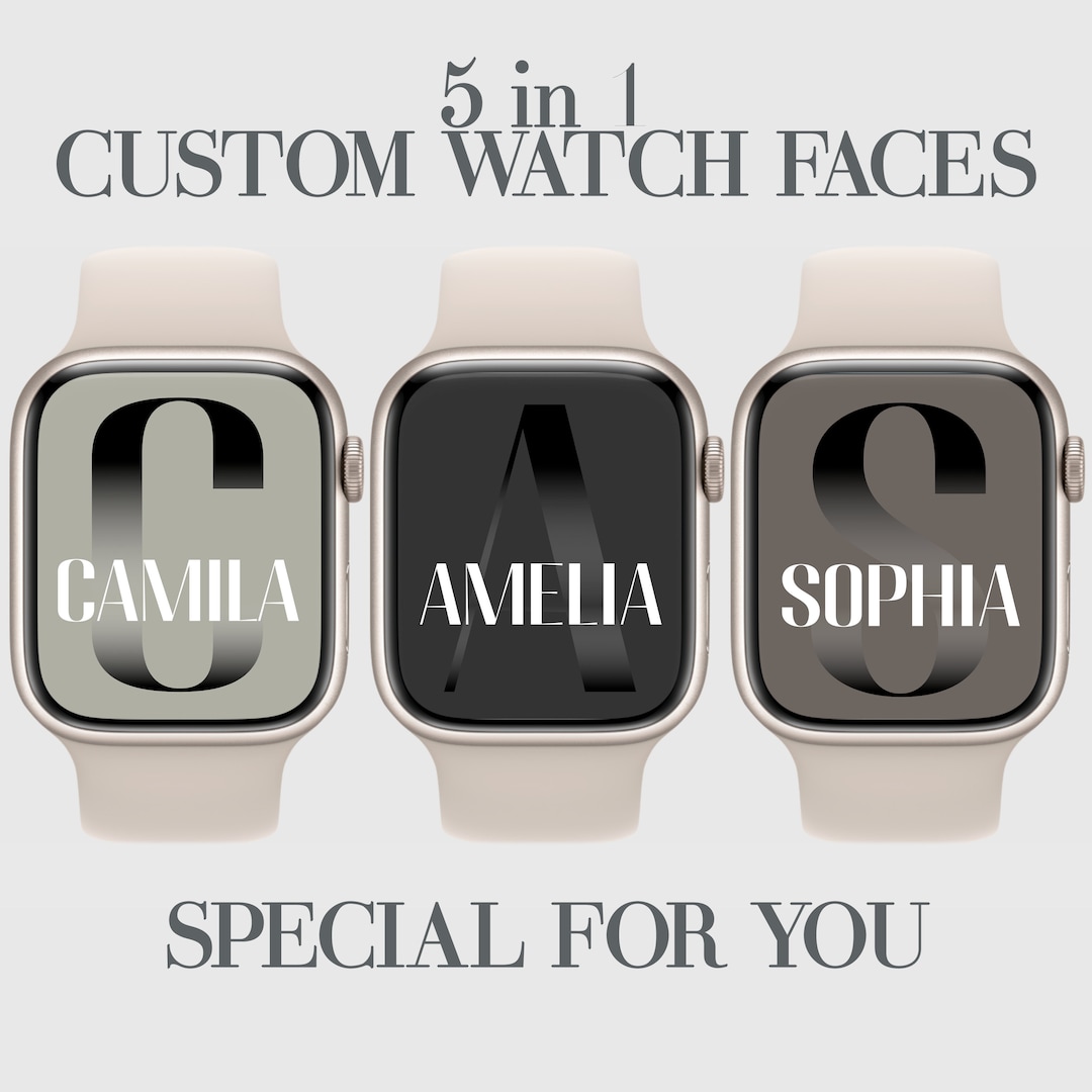 Custom Apple Watch Face: Black and White Monogram Wallpaper (digital ...