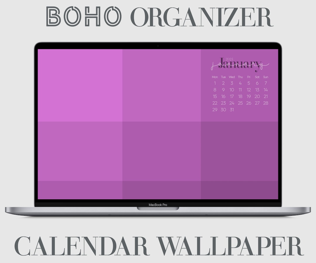 Boho Orchid Pink Desktop Calendar Wallpaper 2023 Desktop - Etsy