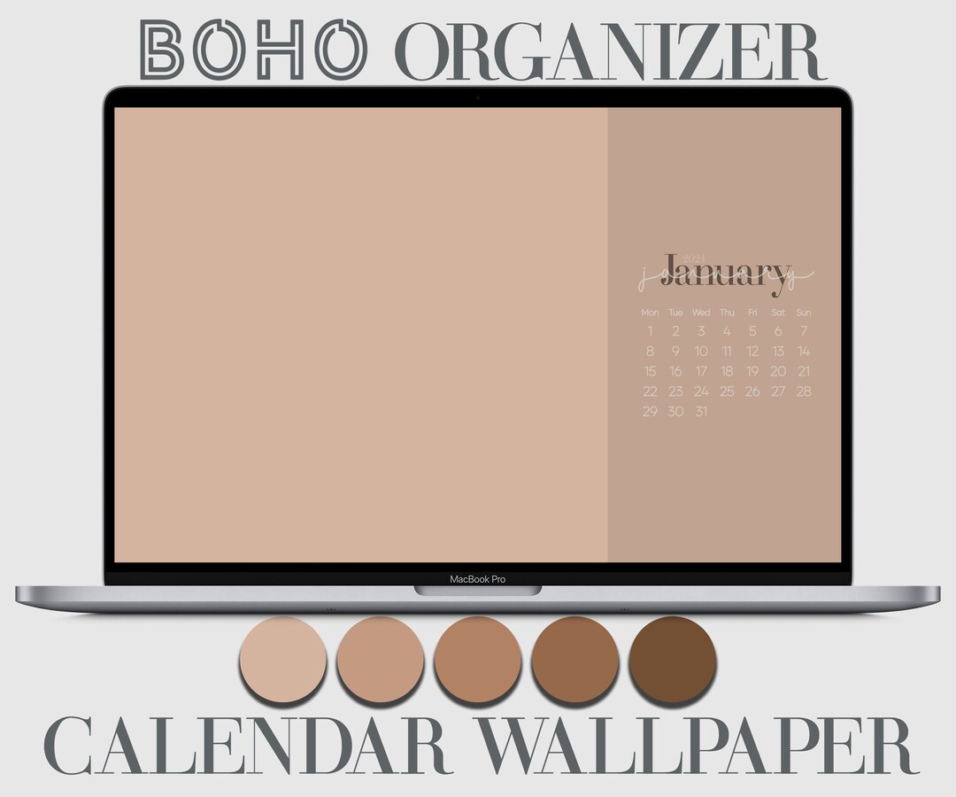 Beige Boho Desktop Calendar Wallpaper 2023 Desktop - Etsy