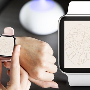 Monstera Leaf Boho Smartwatch Face Wallpaper, Minimal Modern Plant Art ...