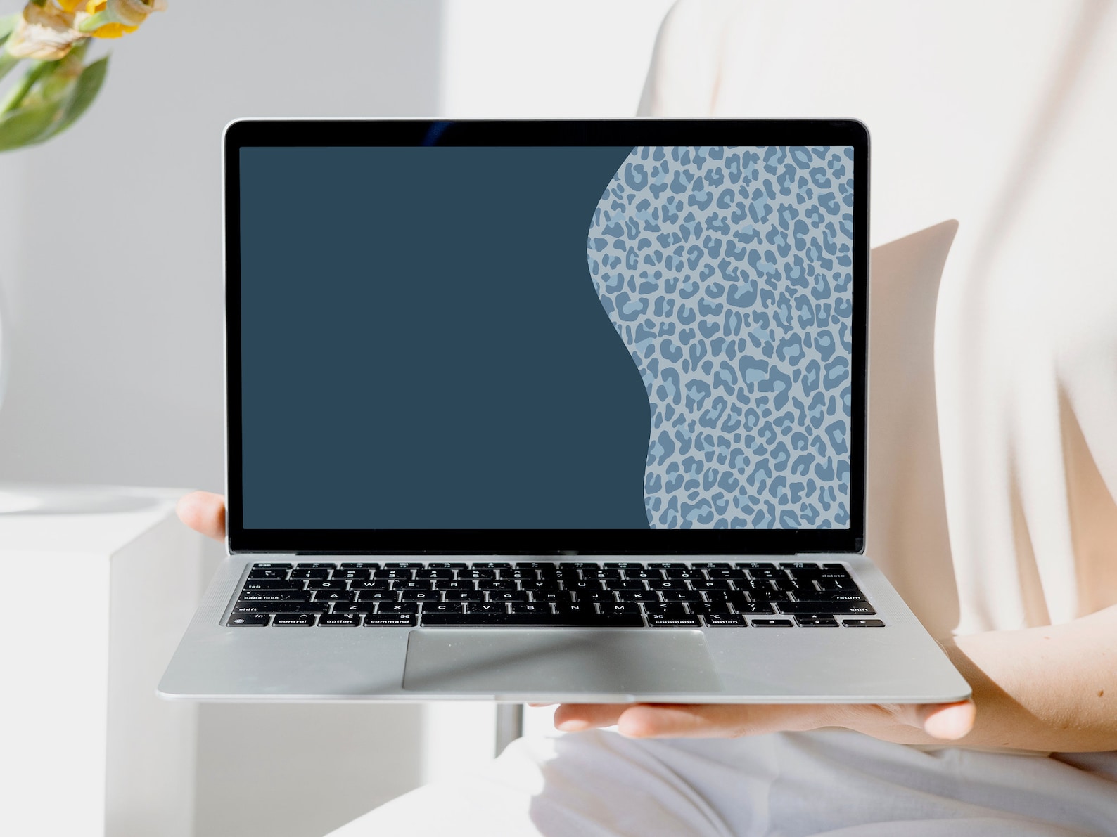 Boho Neutral Wallpaper Desktop Laptop Background Blue - Etsy