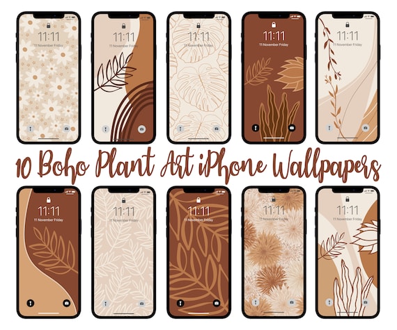 Boho Plant Art Iphone Wallpaper Botanical Leaves Plants - Etsy