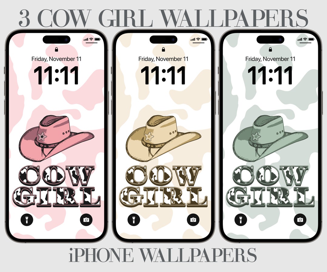 Cow Girl iPhone Wallpaper, Cow Print Phone, West Background, Animal ...