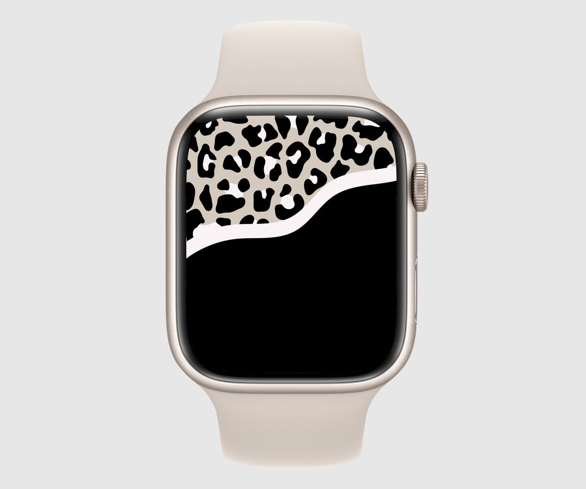 Black Beige Leopard Print Apple Watch Faces, Boho Wallpaper (digital ...