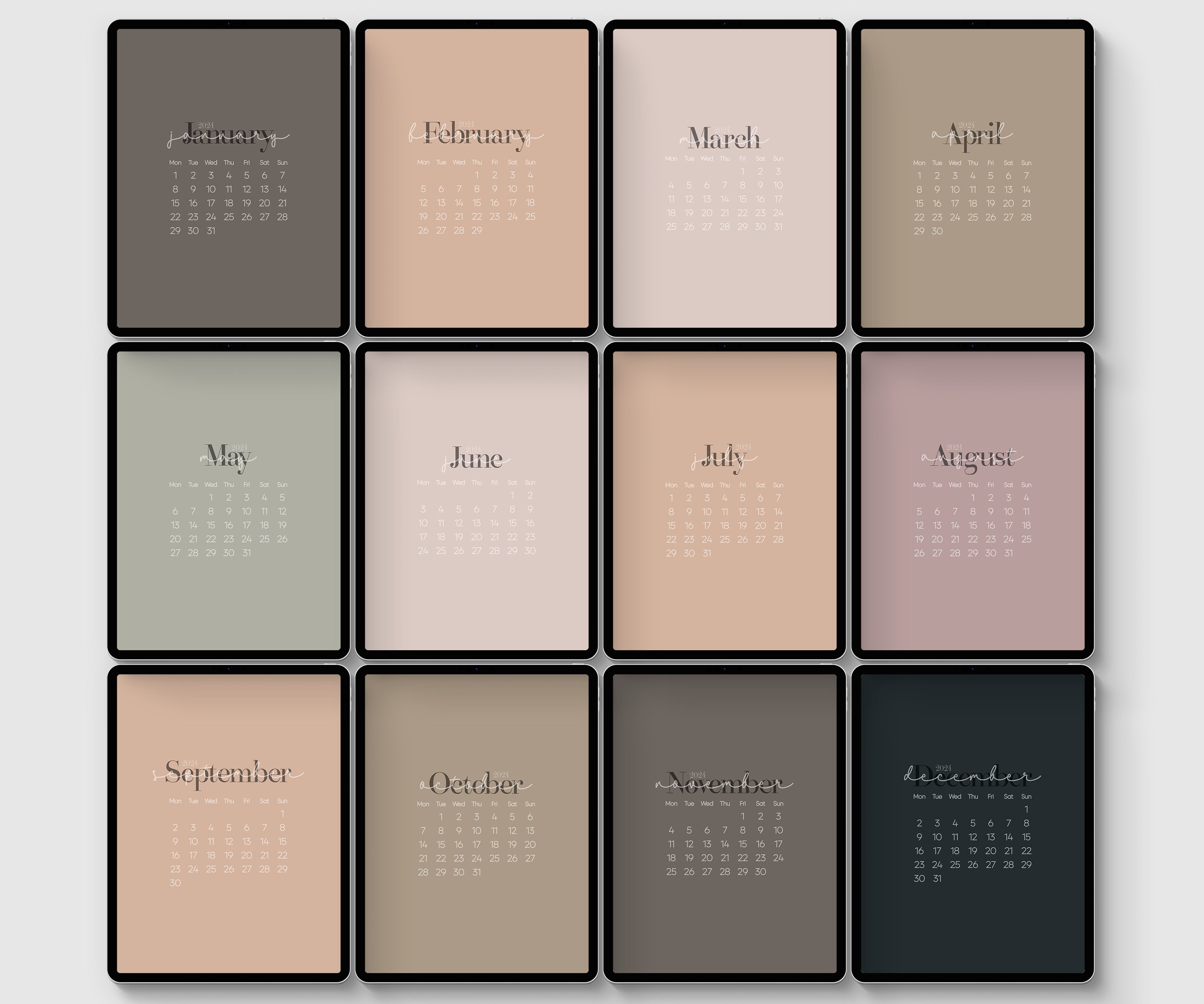 7x Ipad Calendar Wallpaper Monthly Calendar Background - Etsy