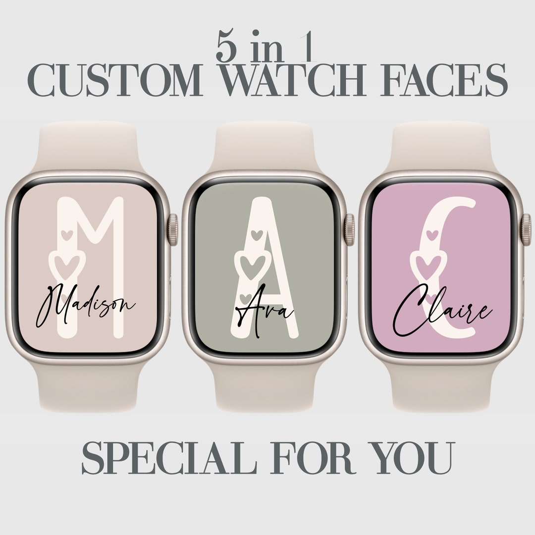 Custom Apple Watch Wallpaper: Initial Heart Design, 5 Beige/pink/green ...