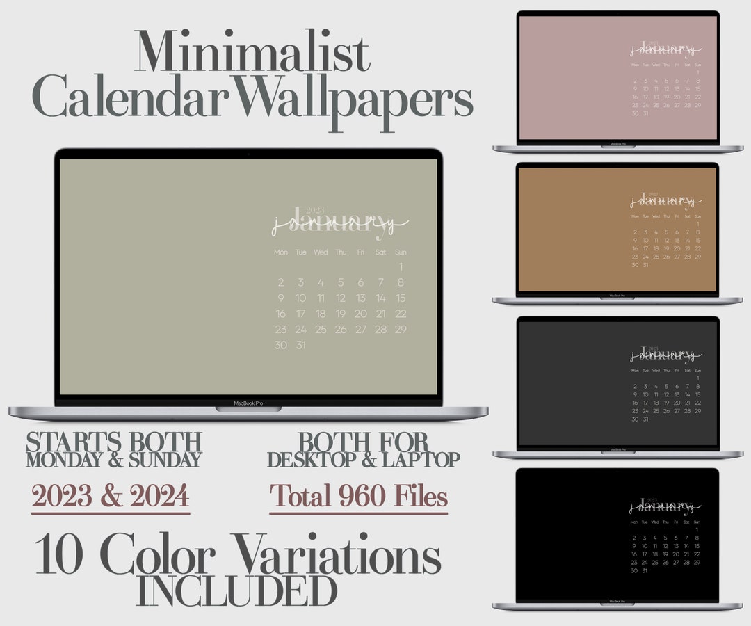 Minimalist Wallpaper, Desktop Calendar, 2024 Monthly Calendar, Neutral ...