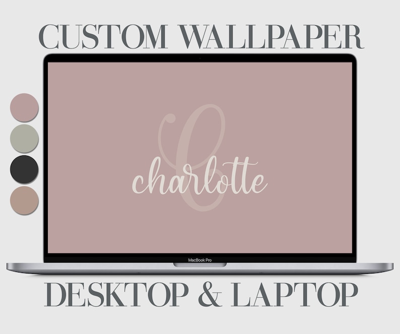 Custom Name Desktop Wallpaper, Pink Laptop Background (digital Download ...