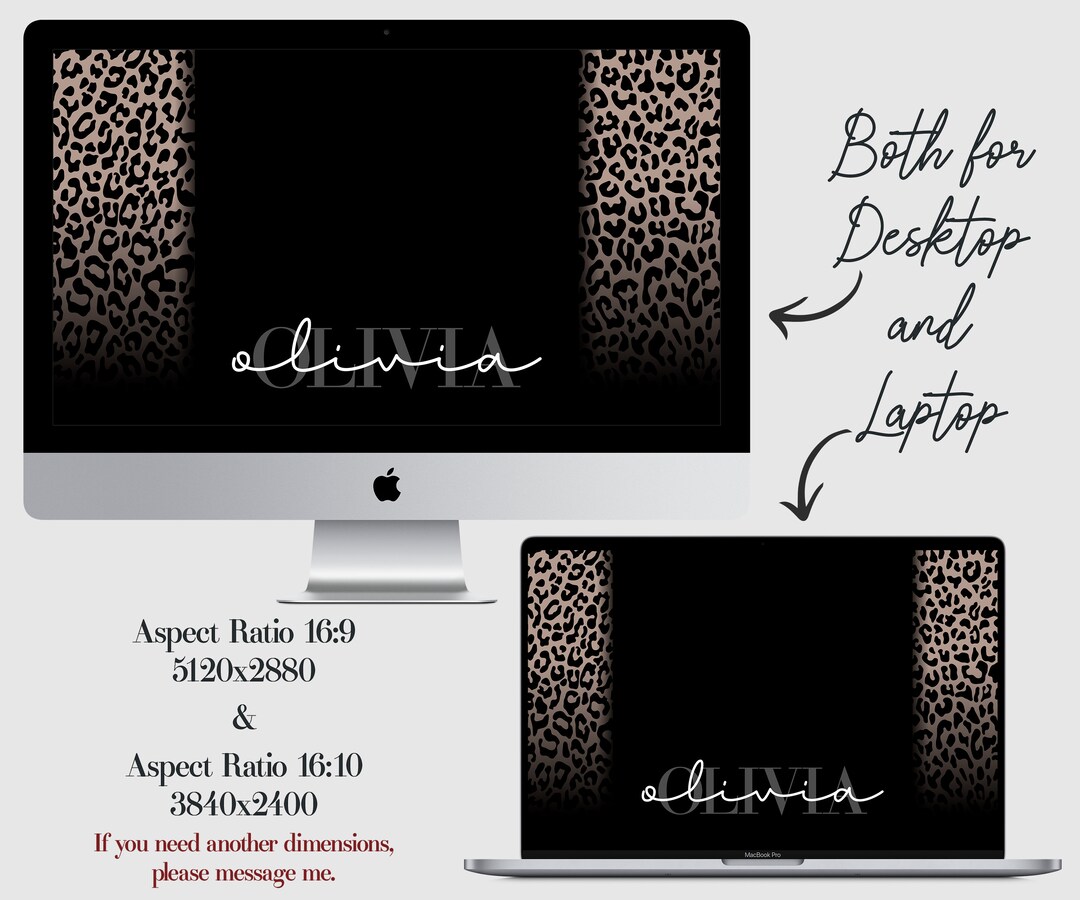 5 Custom Desktop Wallpaper Personalization, Laptop Background, Leopard ...