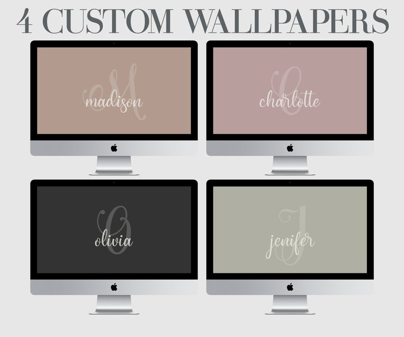 Custom Name Desktop Wallpaper, Pink Laptop Background (digital Download ...