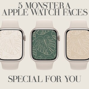 Monstera Leaf Boho Smartwatch Face Wallpaper, Minimal Modern Plant Art ...