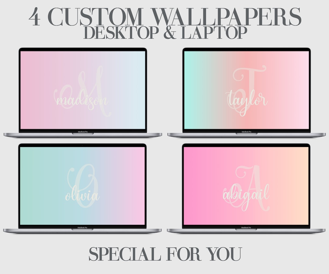 4 Custom Desktop Wallpaper With Your Name, Pink Laptop Background ...