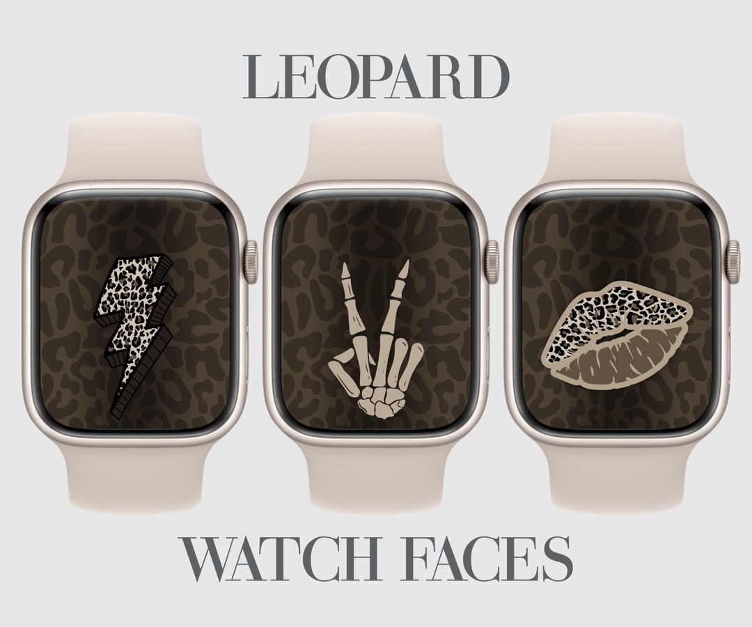 3 Leopard Apple Watch Faces, Leopard Smartwatch Wallpaper, Peace Sign ...