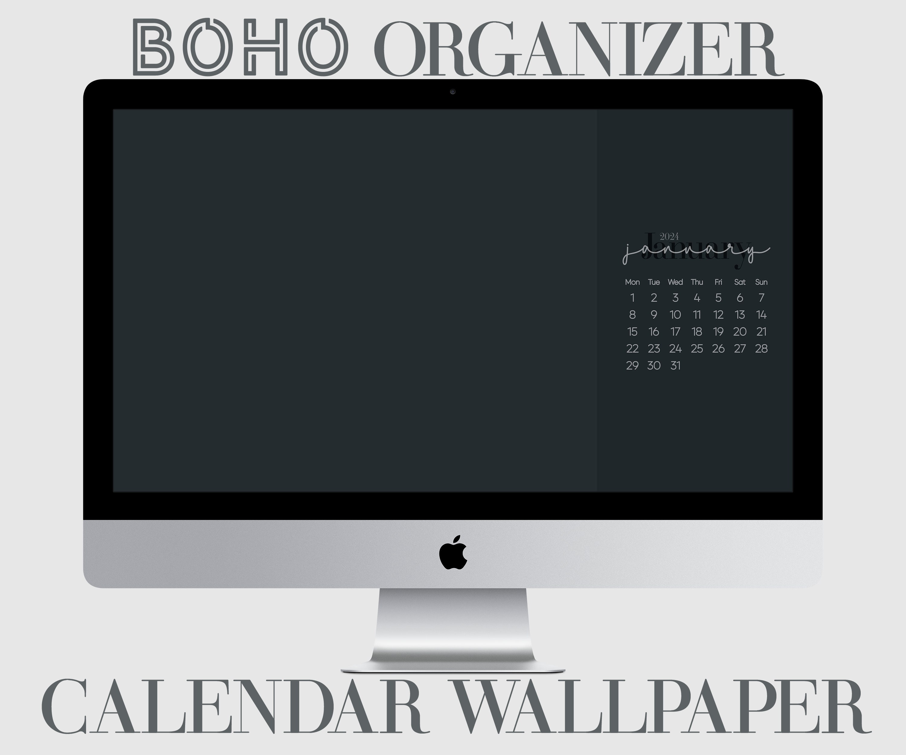 Boho Black Desktop Calendar Wallpaper 2023 Desktop - Etsy