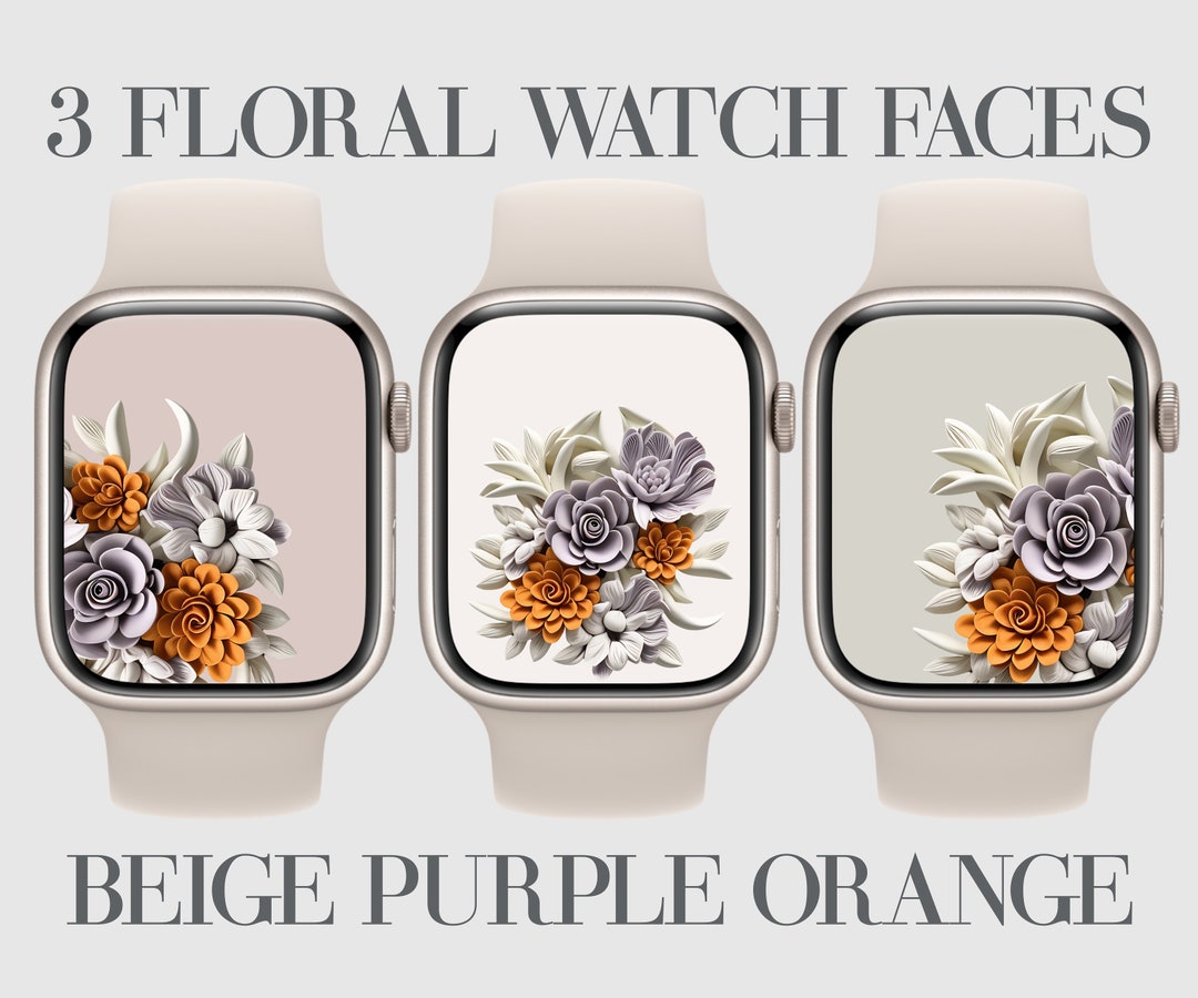 3 Floral Apple Watch Faces, Flower Watch Background, Floral Smartwatch ...