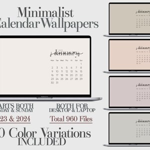 Minimalist Wallpaper, Desktop Calendar, 2024 Monthly Calendar, Neutral ...