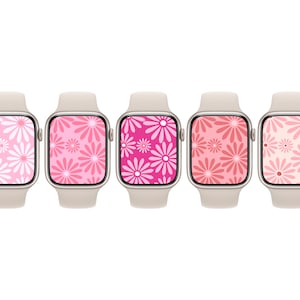 5 Daisy Apple Watch Faces, Pink Smartwatch Wallpaper, Amaranth, Coral ...