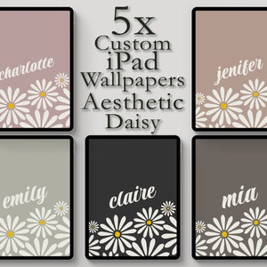 5 Custom iPad Wallpaper, Aesthetic Daisy Tablet Background ...