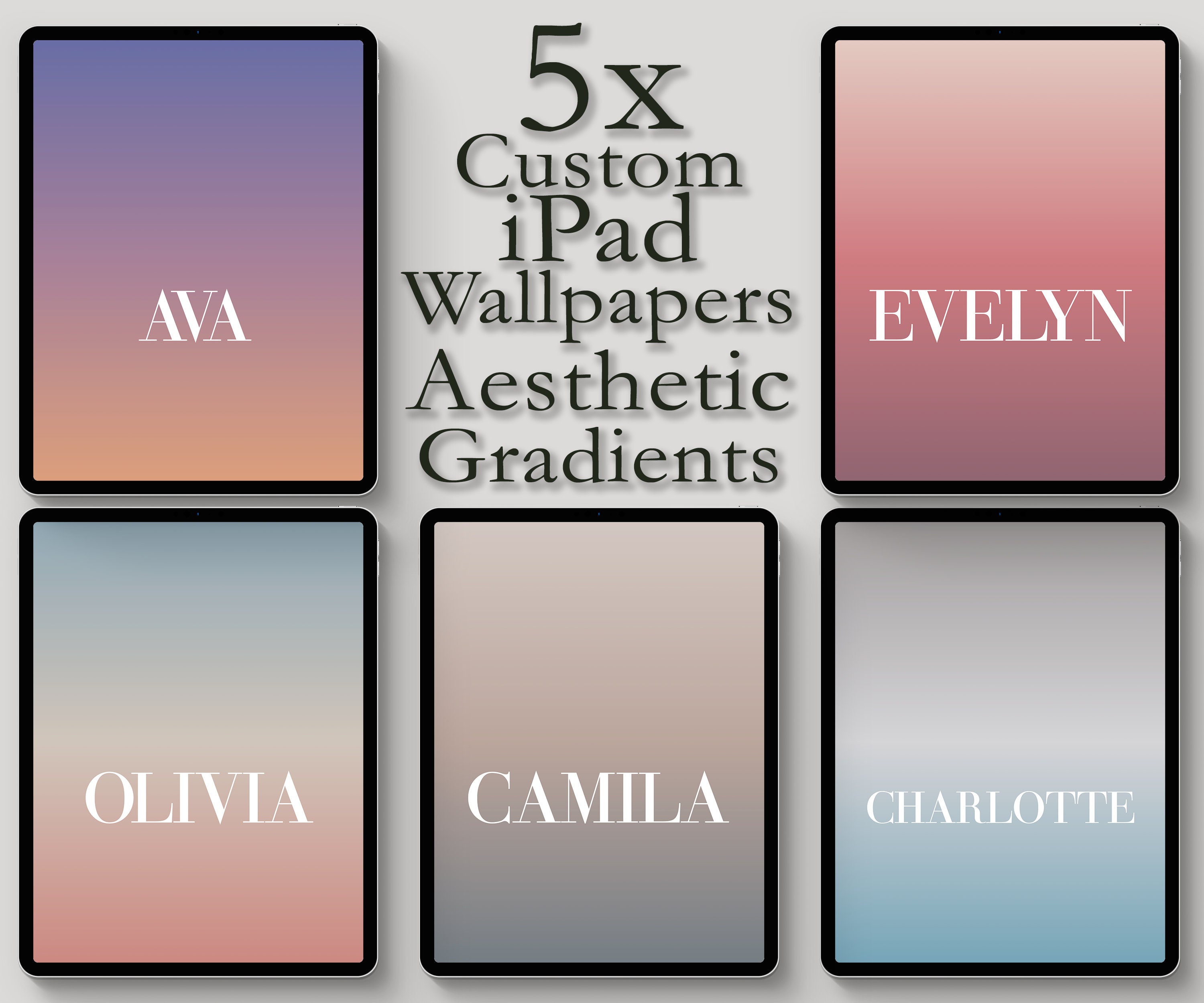 5 Custom iPad Wallpaper, Aesthetic Gradients Tablet Background ...