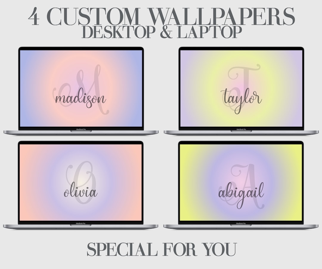 4 Custom Desktop Wallpaper With Your Name, Pink Laptop Background ...