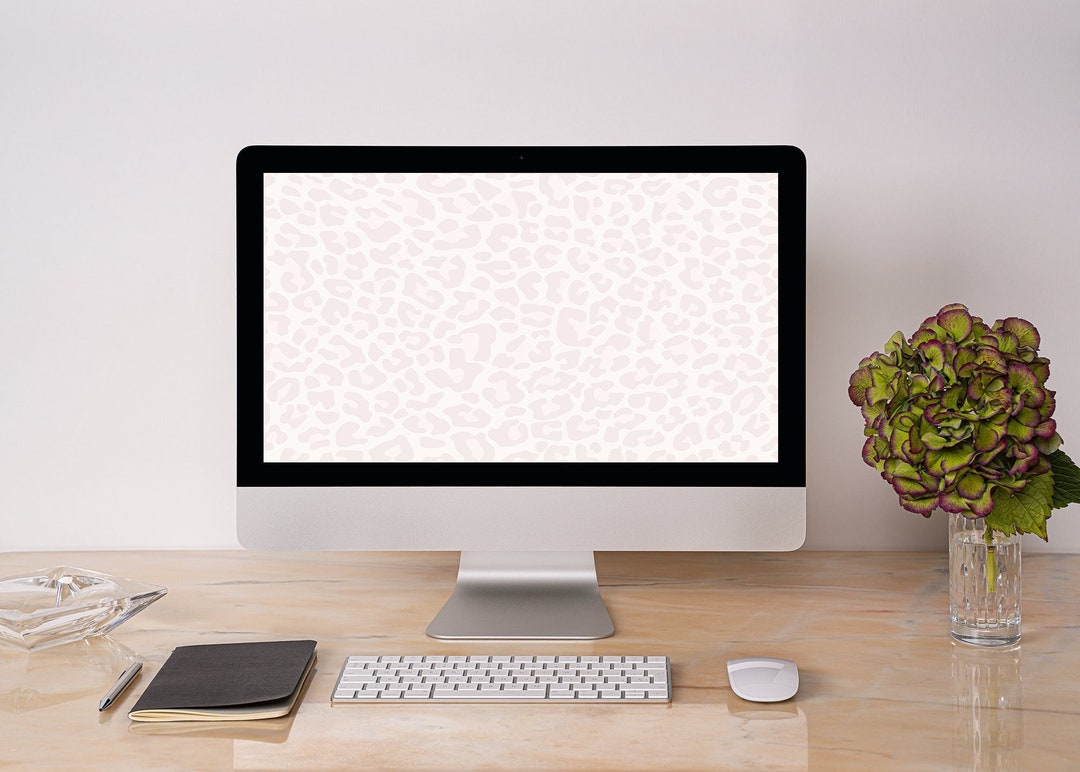 Neutral Leopard Print Imac Wallpaper: Minimalist Desktop Background ...
