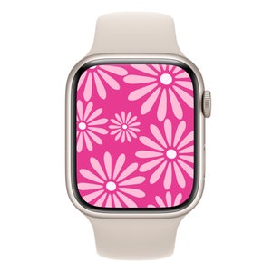 5 Daisy Apple Watch Faces, Pink Smartwatch Wallpaper, Amaranth, Coral ...