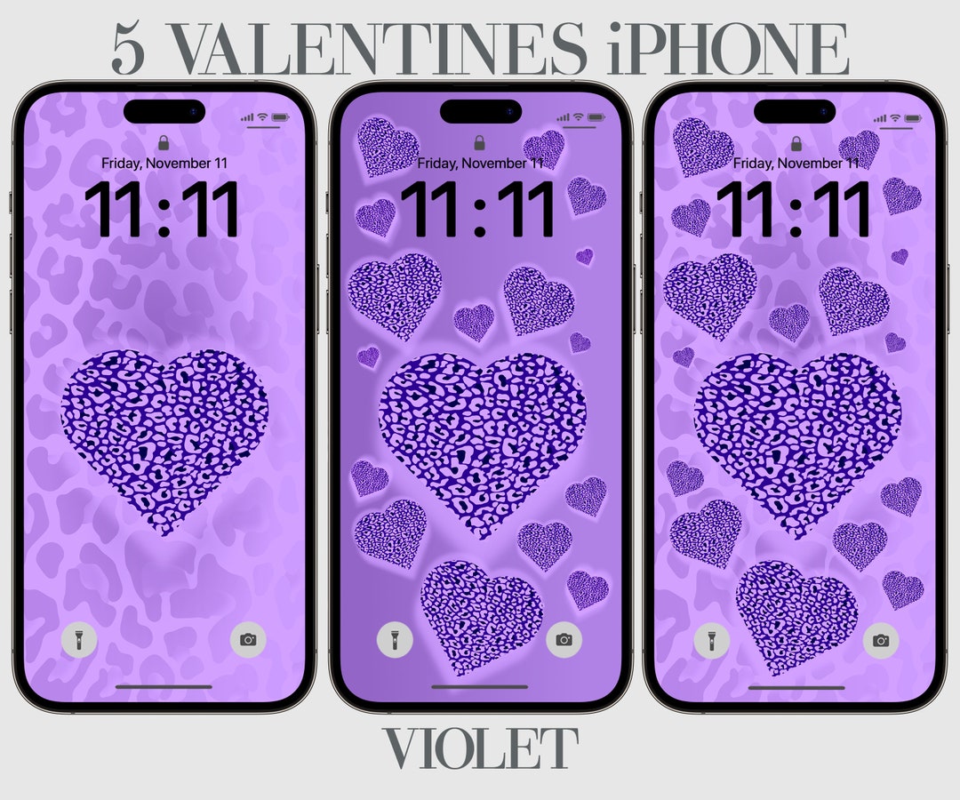 Fond d'écran iPhone violet, Saint Valentin, imprimé léopard, fond de ...