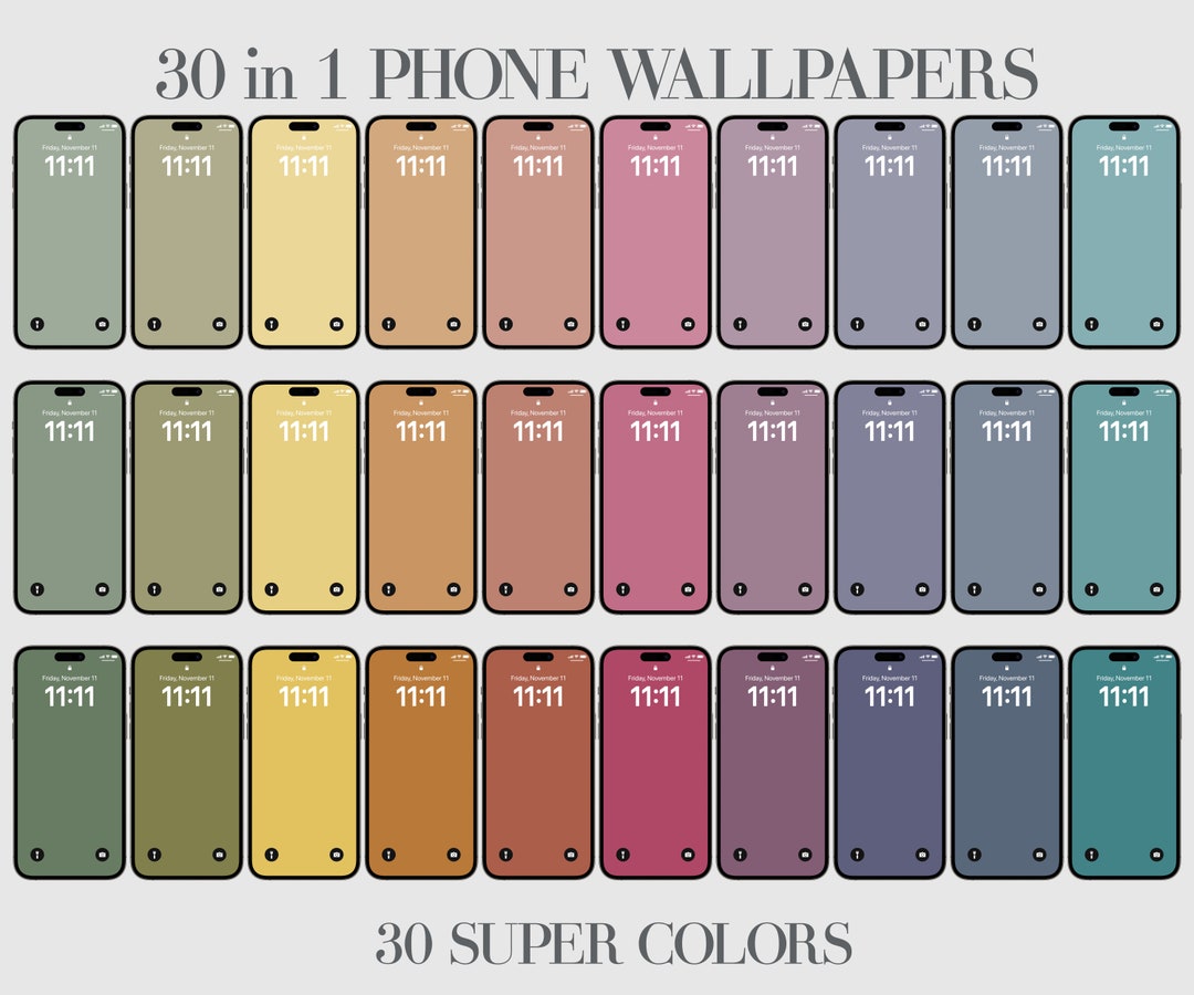 Minimalist Solid Color iPhone Wallpaper Bundle (30 Pieces) (digital ...