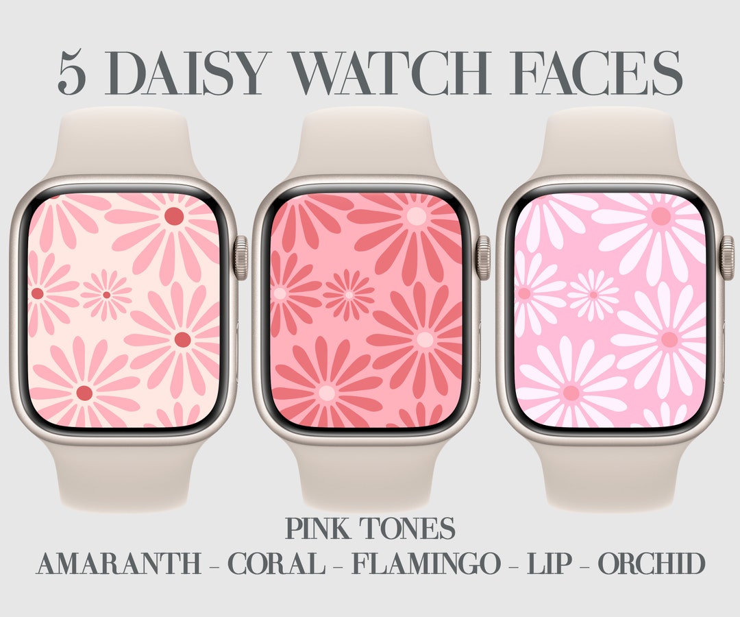 5 Daisy Apple Watch Faces, Pink Smartwatch Wallpaper, Amaranth, Coral ...