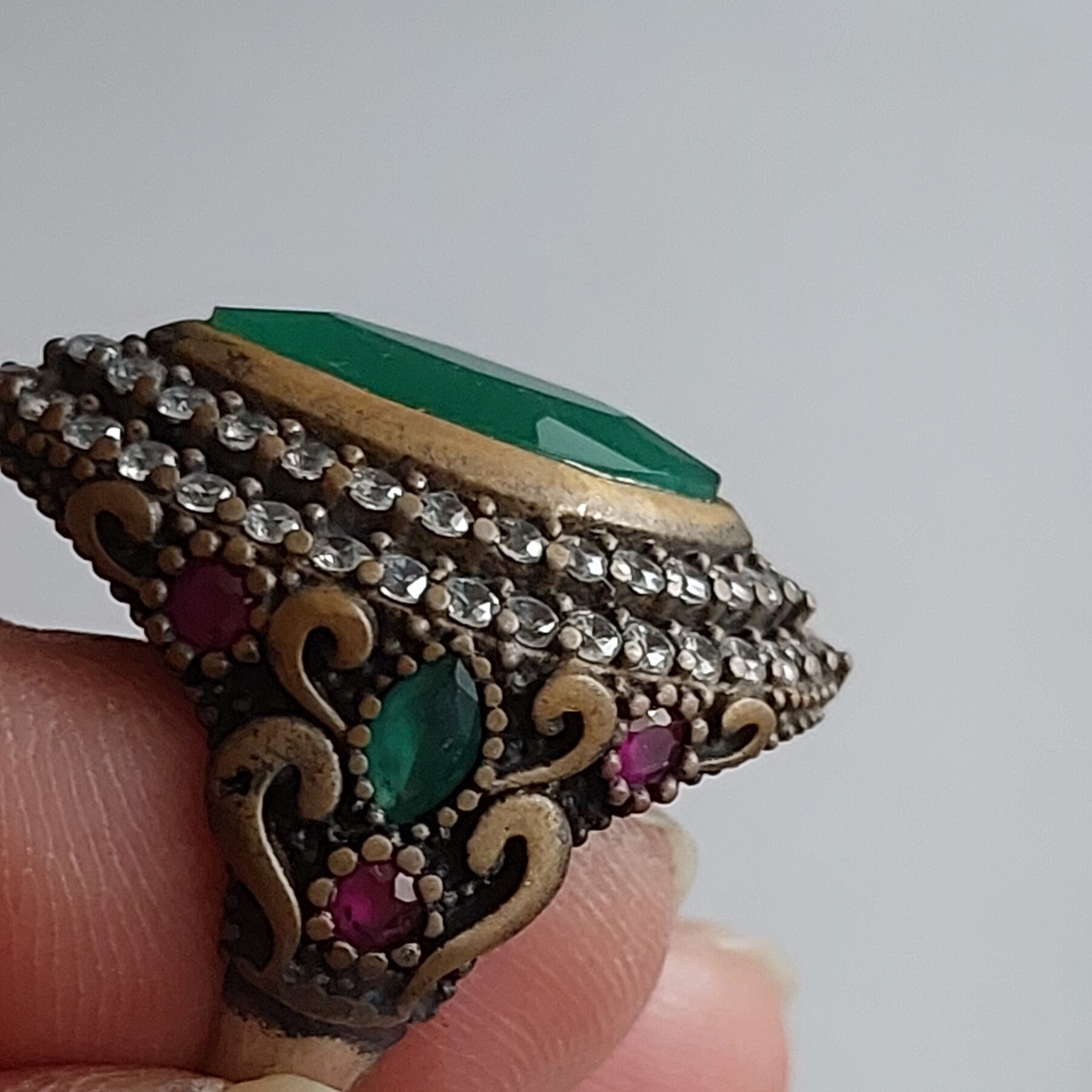 925 Silver Turkish Ottoman Style Emerald,ruby Ring-size 8 - Etsy