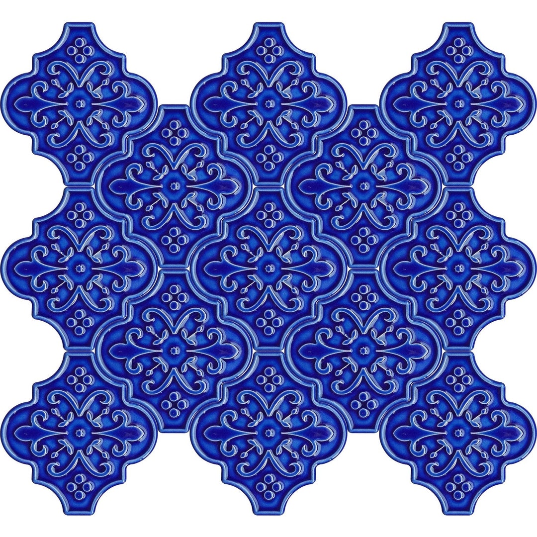 1 M2 Turkish Ottoman Style,12x12 Ottoman Flowered Arabesque Cobalt Blue ...