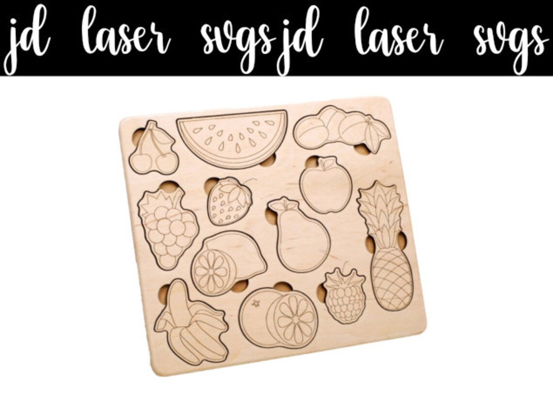 Laser Cut Fruit Kids Puzzle Svg Glowforge Puzzle Board Svg - Etsy