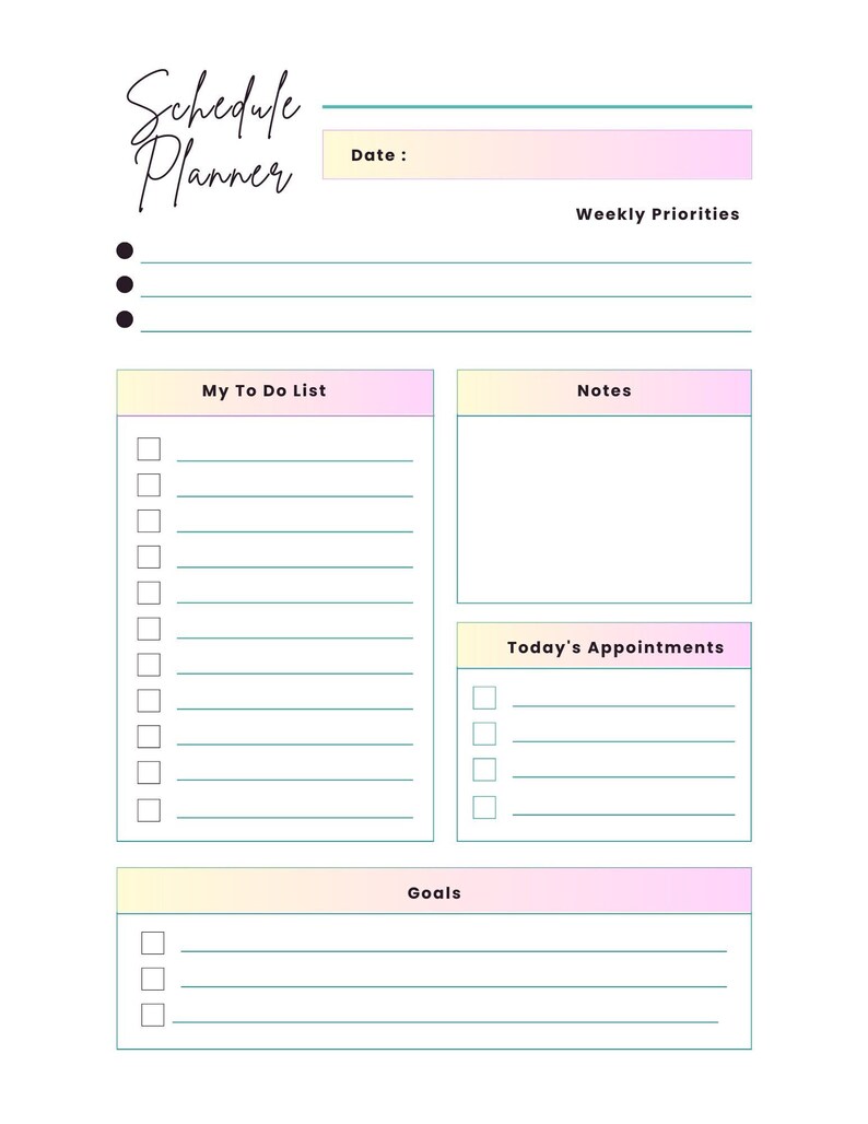 Weekly to Do List Printable, Instant Download, Productivity Planner ...