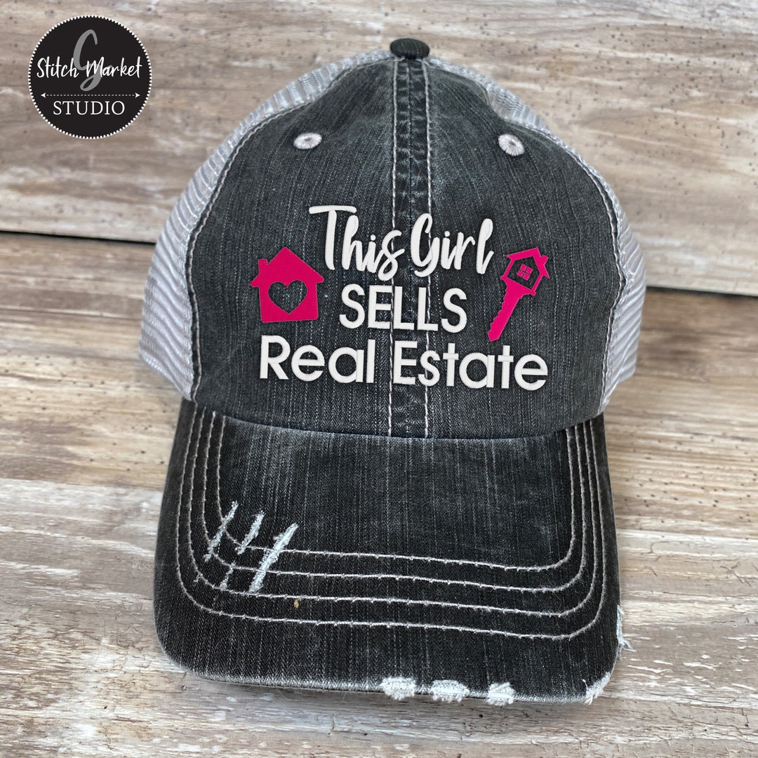 This Girl Sells Real Estate, Realtor Embroidered Mesh Back Distressed ...