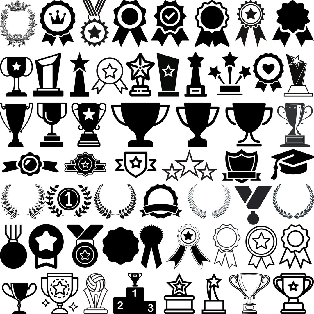 Award SVG Bundle, Award Trophy Svg, Trophy Vector, Trophy Cut Files ...
