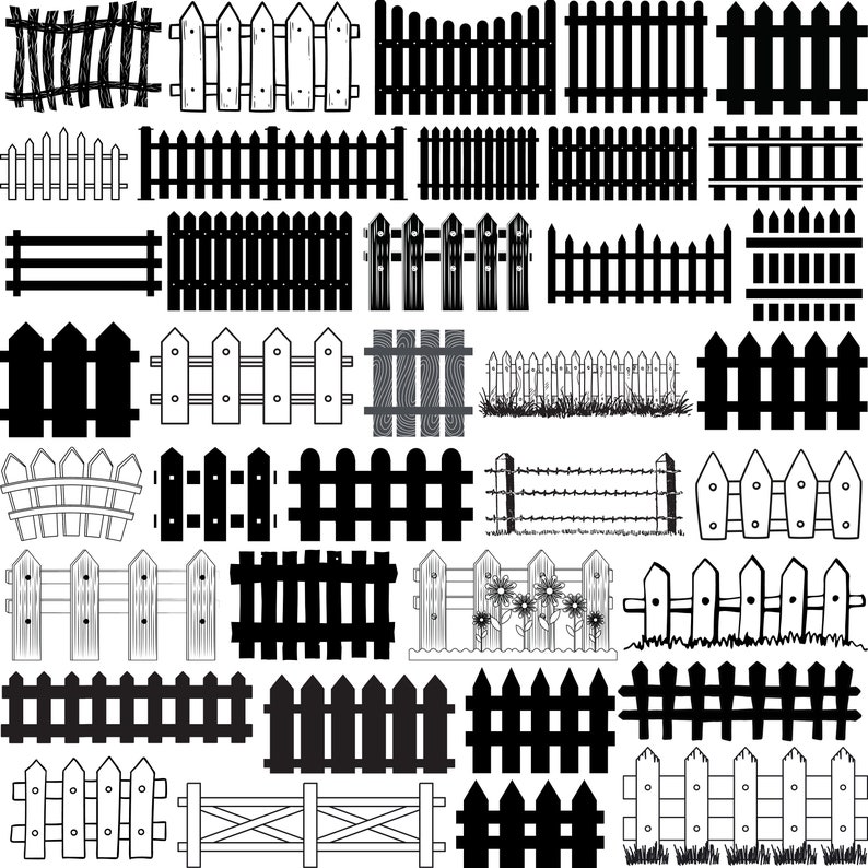 Fence SVG Bundle Fence Vector Fence Cut Files Wooden Fence - Etsy Canada