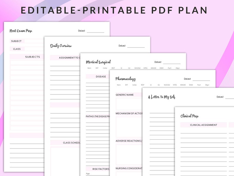 Editable Nursing School Planner Nursing School Notes - Etsy Canada