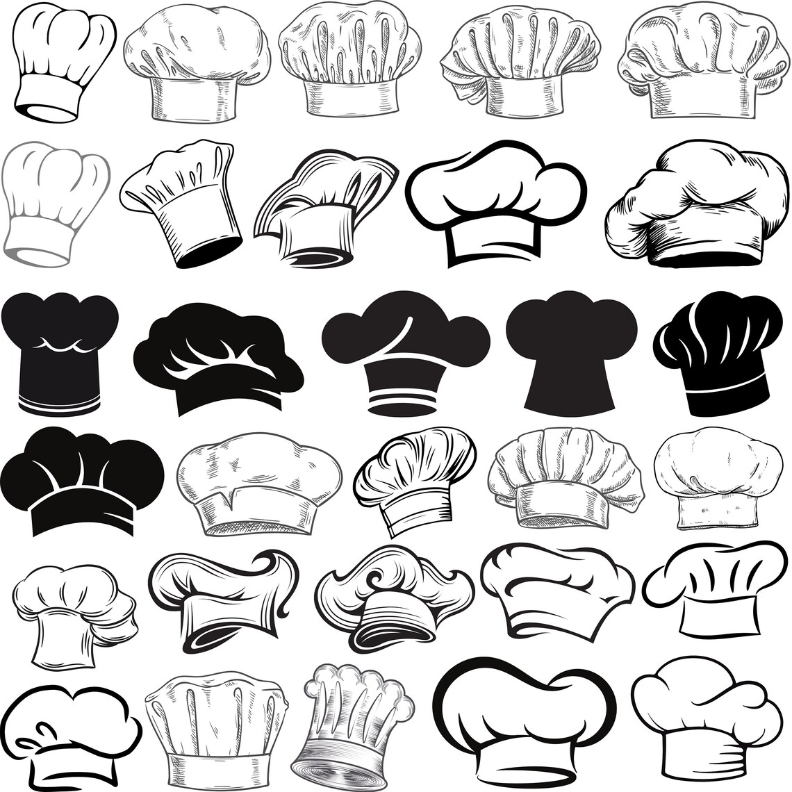 Chef Hat SVG Bundle, Chef Hat Clipart, Chef Hat Vector, Chef Hat Cut ...