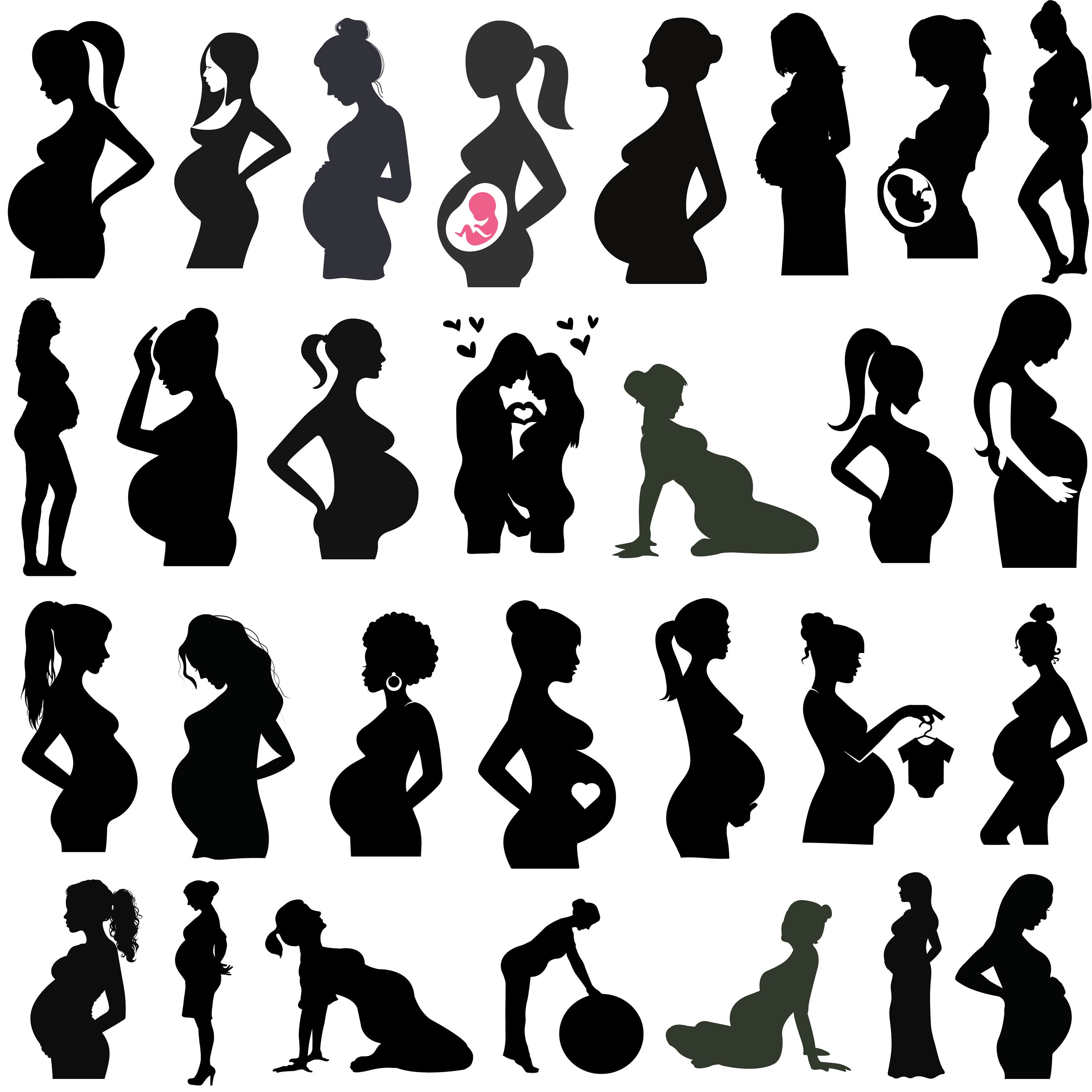 Pregnant Woman Svg Bundle Pregnancy Svg Silhouette Pregnant Woman